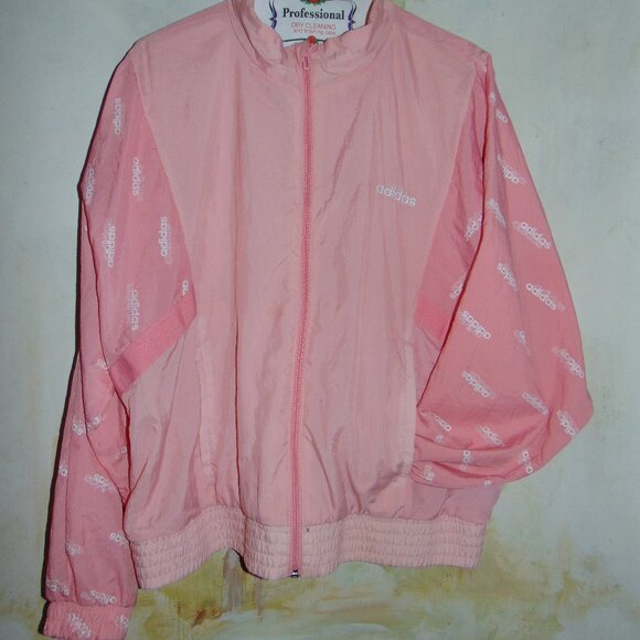 adidas | Jackets & Coats | Adidas Jacket Pink Nylon Lined Full Zip ...